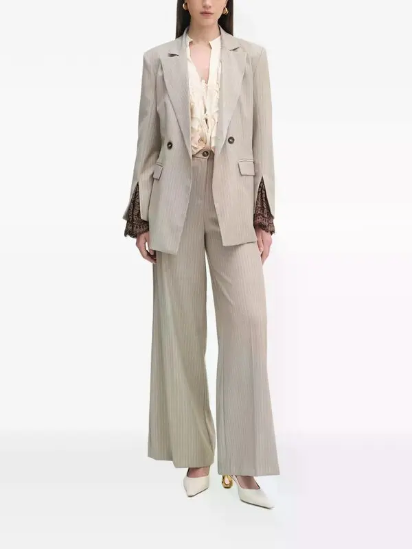 HAVEONE Pinstripe Wide-leg Trousers