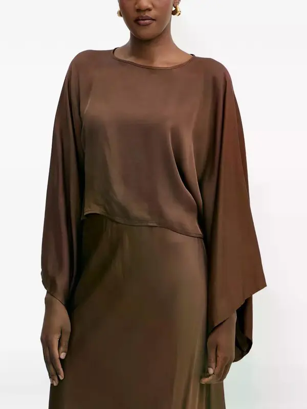 HAVEONE Batwing-sleeve Cropped Top - Brown