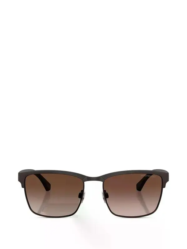 Emporio Armani Logo-plaque Rectangle-frame Sunglasses - Brown