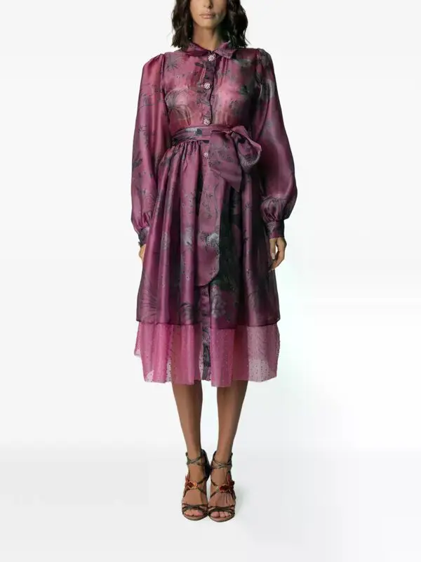 MIAU BY CLARA ROTESCU Kyoto Floral-print Midi Dress - Purple