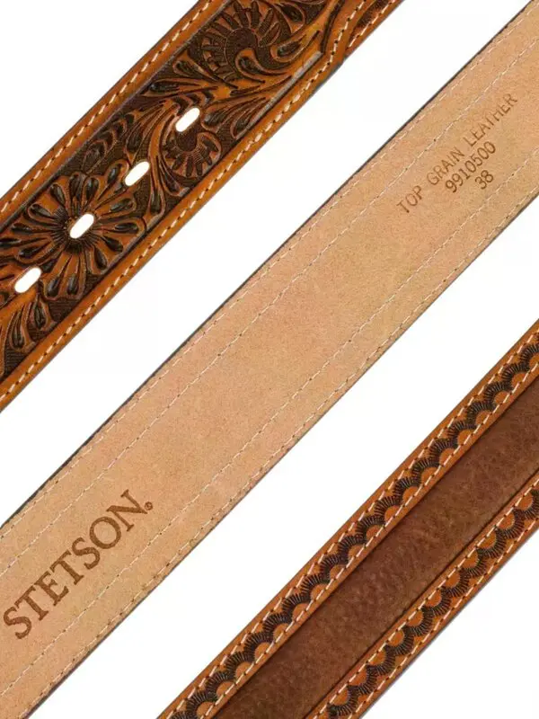 Stetson Floral-tooled Leather Belt