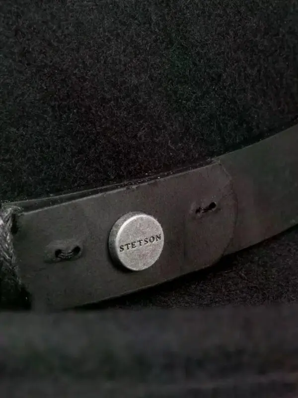 Stetson Feather-detail Leather-trimmed Hat