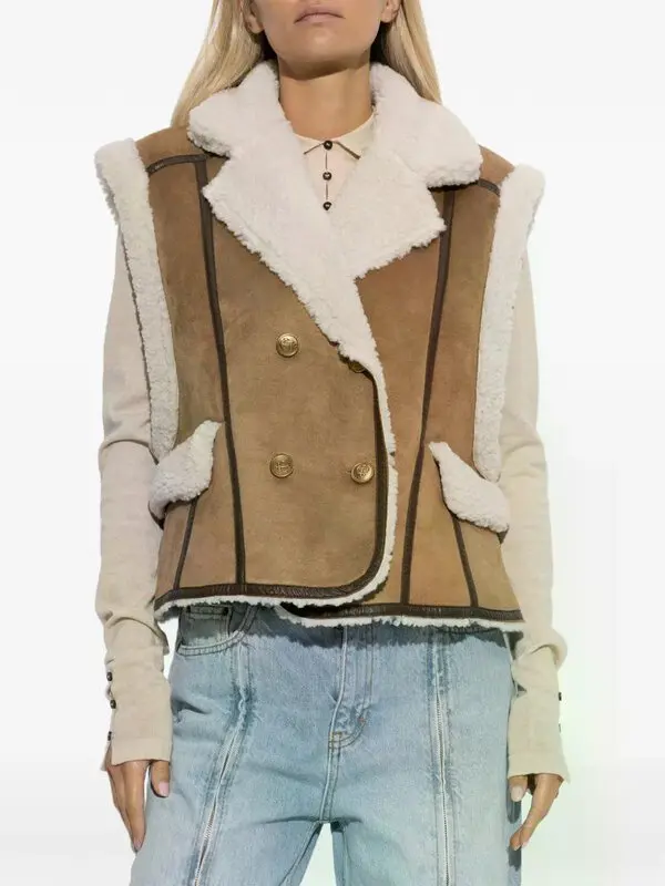 Munthe Vigor Shearling-trim Double-breasted Waistcoat