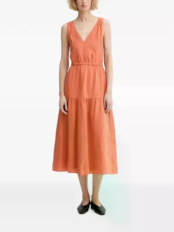 Marc O'polo Crossover-back Tiered Midi Dress - Orange