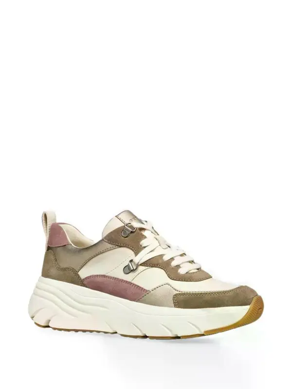 Geox Diamond Panelled Metallic-effect Sneakers
