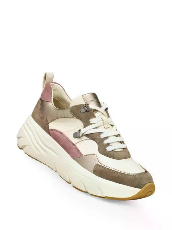 Geox Diamond Panelled Metallic-effect Sneakers