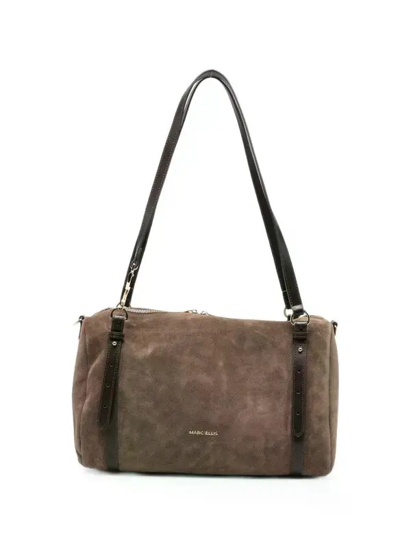 MARC ELLIS Suede-finish Logo-plaque Shoulder Bag - Neutrals