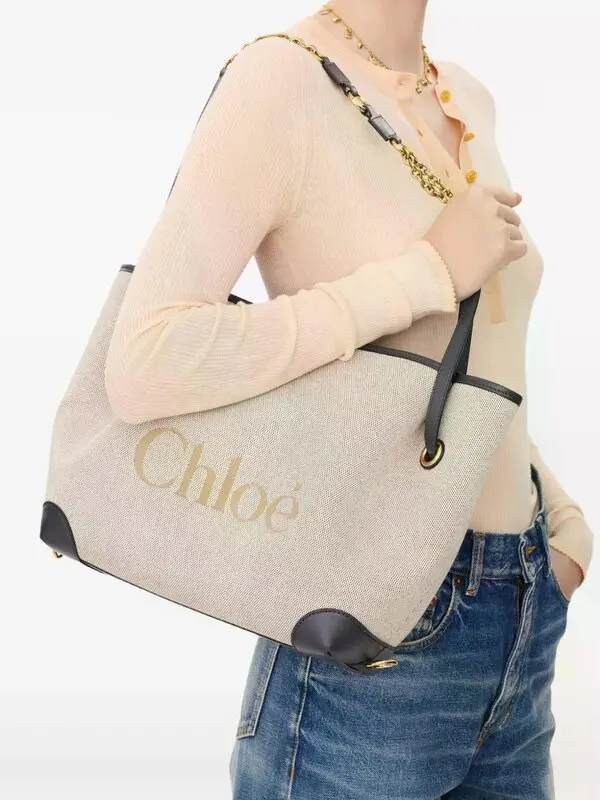 Chloé Clover Convertible Canvas Tote Bag - Neutrals