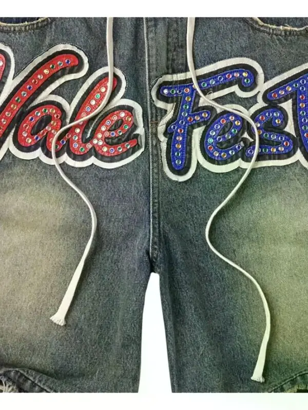 VALE FOREVER Fest Crystal-embellished Denim Shorts