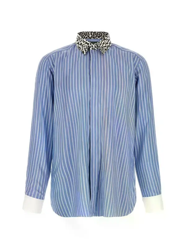 TOM FORD Animal-print Collar Striped Shirt