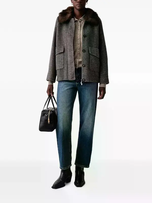 VICOLO Long-sleeve Faux-fur-collar Jacket