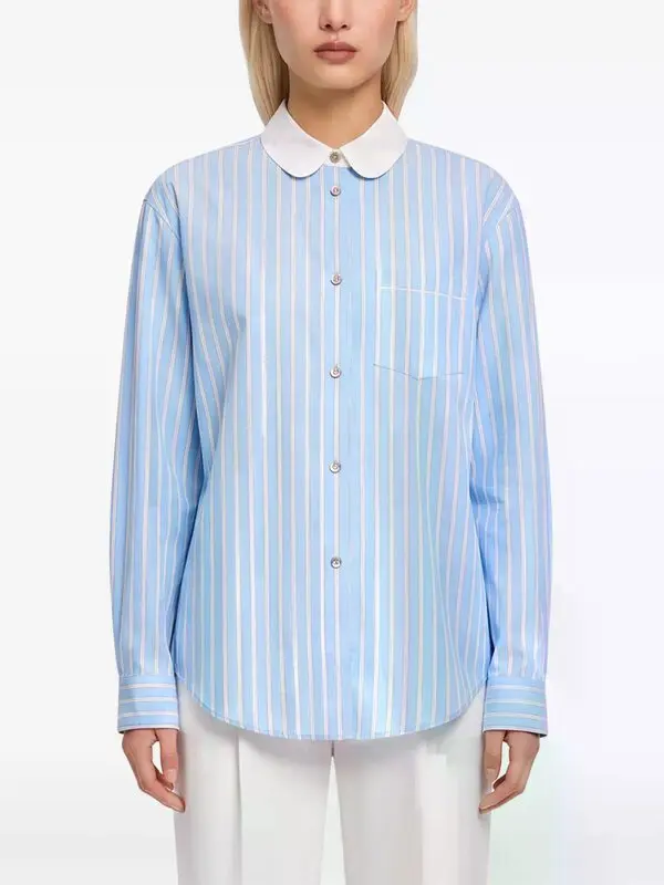 FORTE_FORTE Striped Peter Pan Collar Shirt