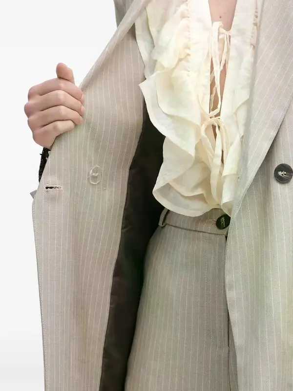 HAVEONE Lace-trim Double-breasted Blazer