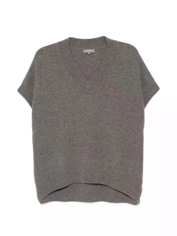 N.peal Honeycomb Sleeveless V-neck Top - Grey