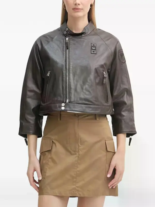 BLAUER. Lorette Cropped Leather Jacket