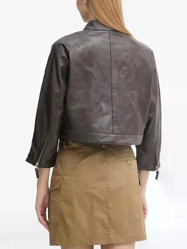 BLAUER. Lorette Cropped Leather Jacket