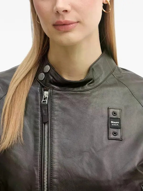 BLAUER. Lorette Cropped Leather Jacket
