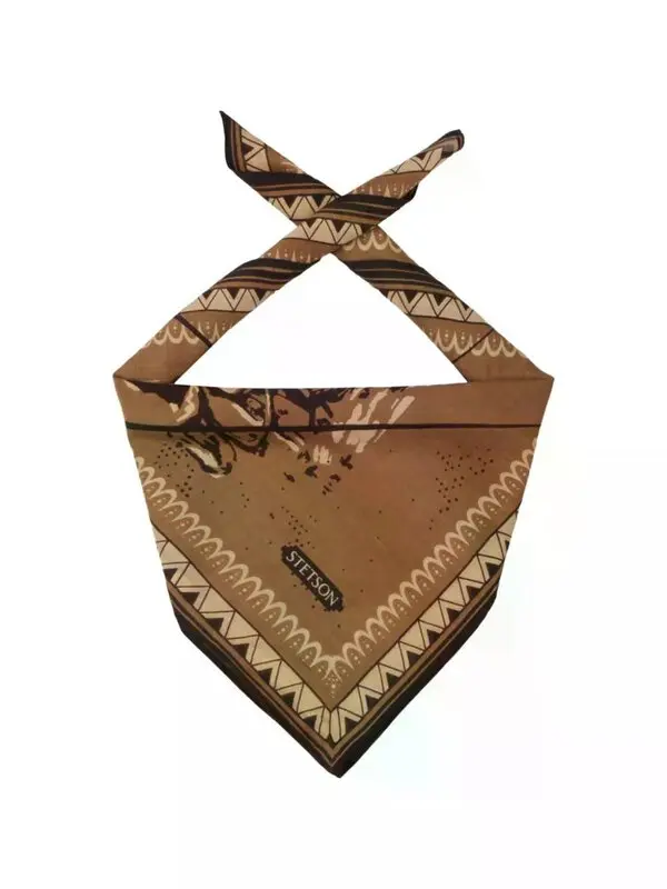 Stetson Graphic-print Cotton Scarf - Brown