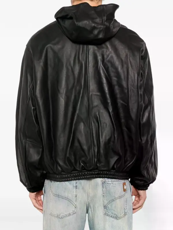 SSSTEIN Lamb Leather Hood Jacket - Black