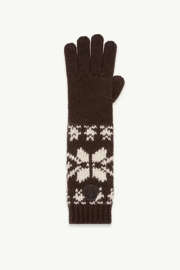 Moncler Jacquard Knit Gloves - Brown