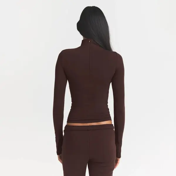 SKIMS Turtleneck Long Sleeve | Deep Neutral | | Cotton Jersey