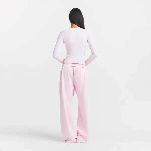 SKIMS Henley Long Sleeve | Pink | | Cotton Jersey