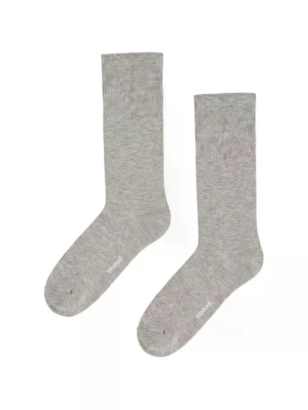 Wolford Knitted-in-cuff Mid-calf Socks - Grey