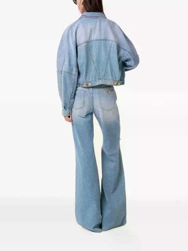 GAELLE PARIS Cropped Button-up Denim Jacket