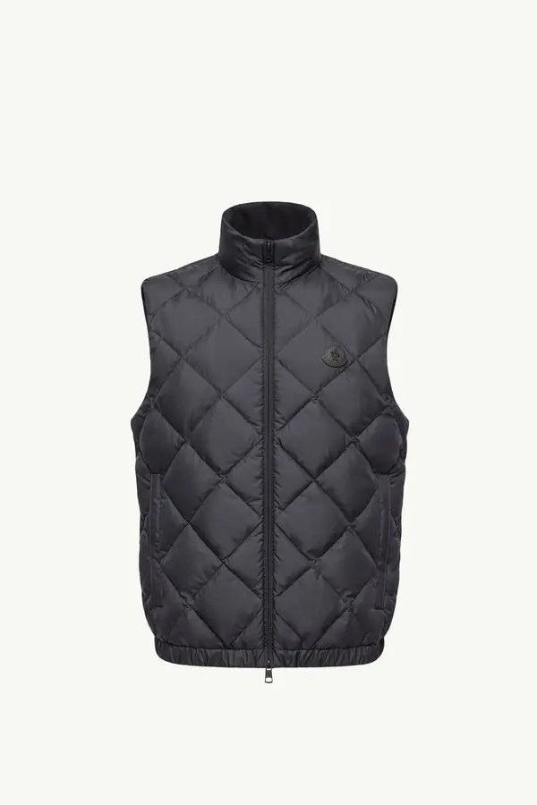 Moncler Chobe Diamond Quilted Down Vest - Blue