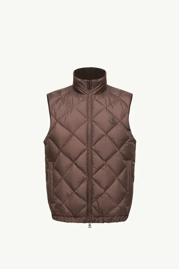 Moncler Chobe Diamond Quilted Down Vest - Brown