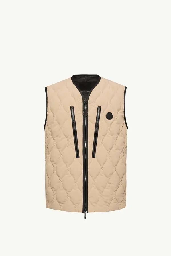 Moncler Arapot Froisse Technique Short Down Vest - Beige