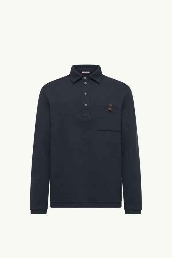 Moncler Cotton Long Sleeve Polo Shirt