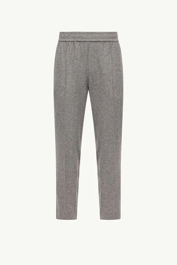 Moncler Leather Logo Flannel Pants