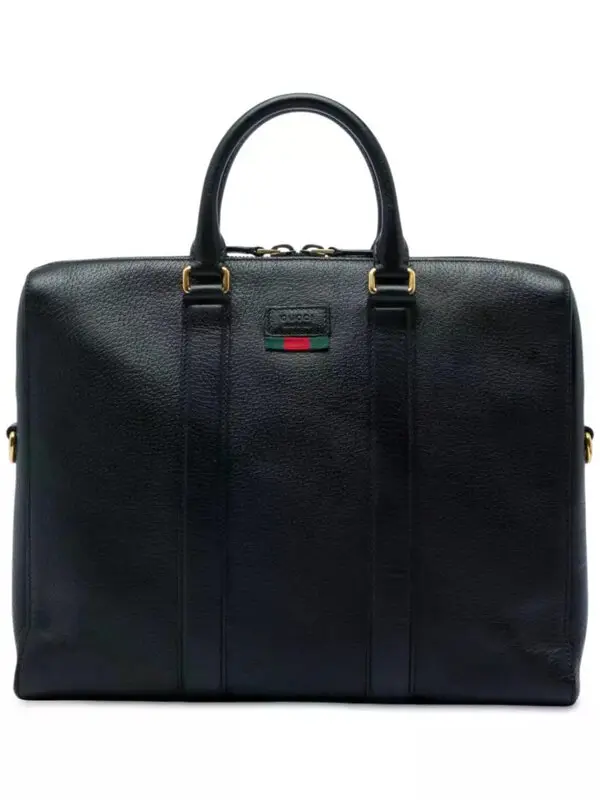 Gucci 2016-2026 Calfskin Web Business Bag - Black
