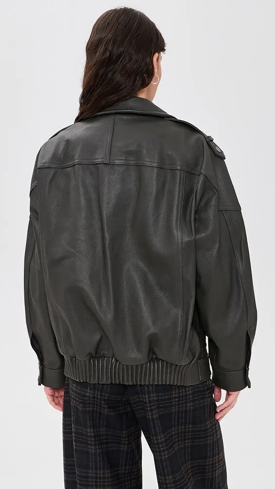 Vince Leather Oversized Biker Jacket