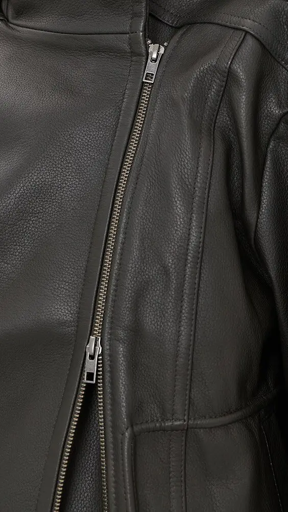 Vince Leather Oversized Biker Jacket