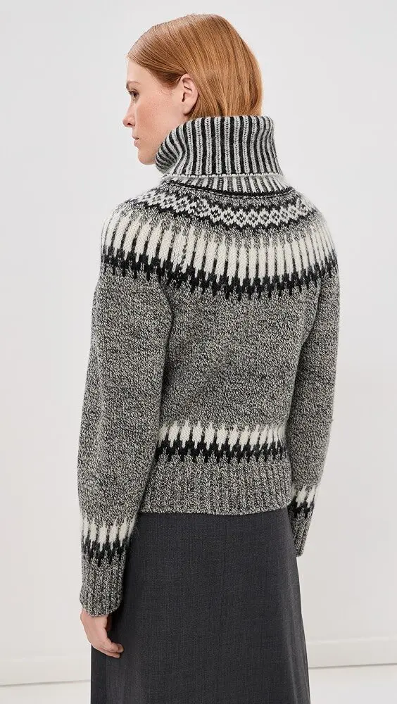 Monse Fair Isle Turtleneck Sweater - Grey Multi
