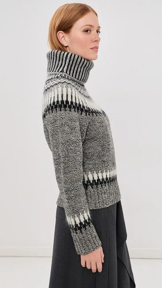 Monse Fair Isle Turtleneck Sweater - Grey Multi