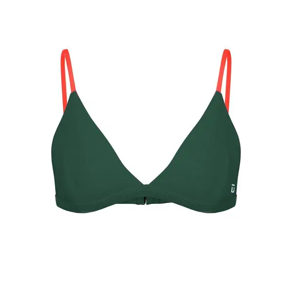SŪNDAR SWIM The Mississippi Bikini Top & Neon Orange Reversible - Green
