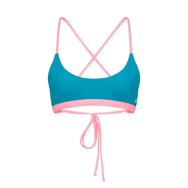 SŪNDAR SWIM The Matanza Bikini Top Turquoise & Coral Reversible