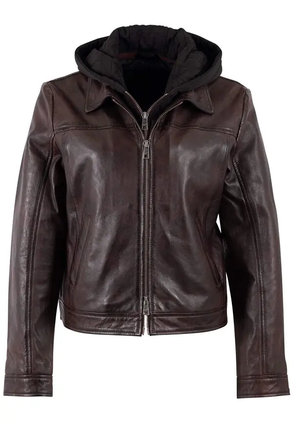 Mauritius Lambskin Leather Jacket – Double Zip Removable Hood Avih
