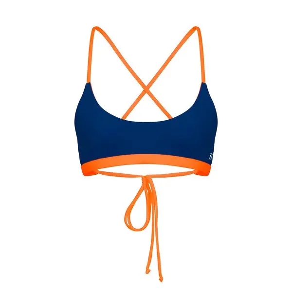 SŪNDAR SWIM The Matanza Bikini Top Navy & Orange Reversible