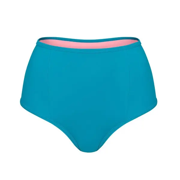 SŪNDAR SWIM The Mississippi Bikini Bottom Turquoise & Coral Reversible