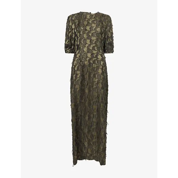 Gabriela Hearst Coretta Fil Coupé Silk-wool Maxi Dress - Olive