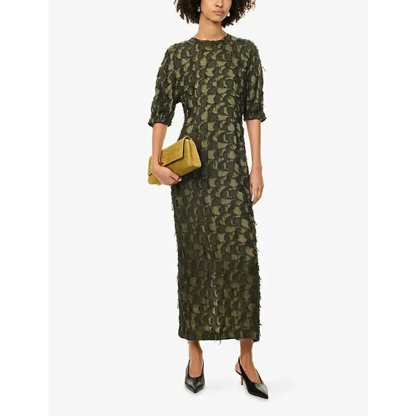 Gabriela Hearst Coretta Fil Coupé Silk-wool Maxi Dress