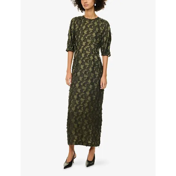 Gabriela Hearst Coretta Fil Coupé Silk-wool Maxi Dress