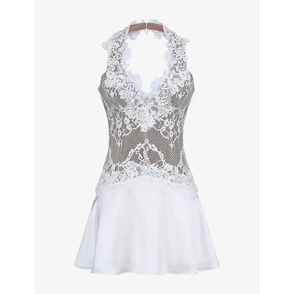 House Of Cb Nyra Halterneck Satin Mini Dress - White
