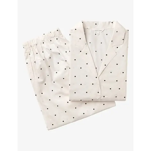 THE WHITE COMPANY Polka-dot Relaxed-fit Cotton-poplin Pyjama Set - White/choc