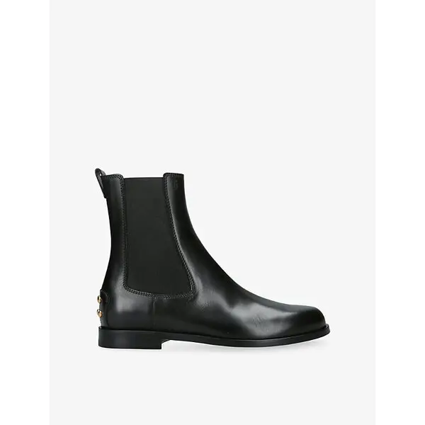 TOD'S Cuoio Flat Leather Ankle Boots