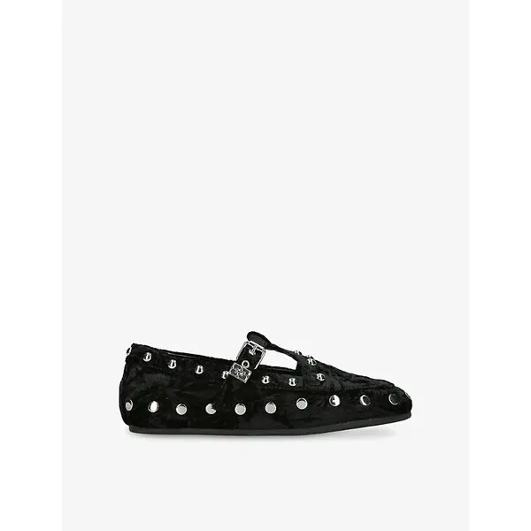 GANNI Mary Jenny Studded Velour Moccasins